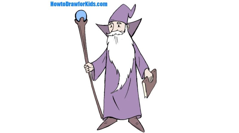 How to Draw a Wizard for Kids | HowtoDrawforKids.com